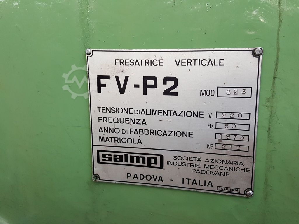 Used Second Hand SAIMP FV P2 Vertical Milling Machine - Used Second Hand